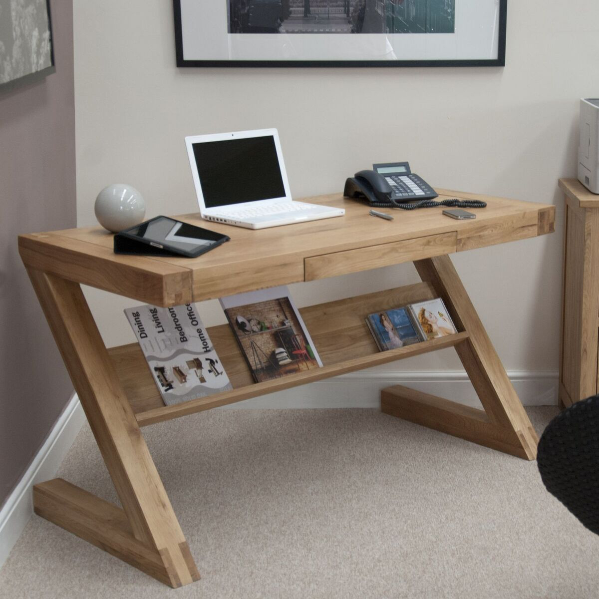 Z Solid Oak Computer Desk | Oak Furniture House